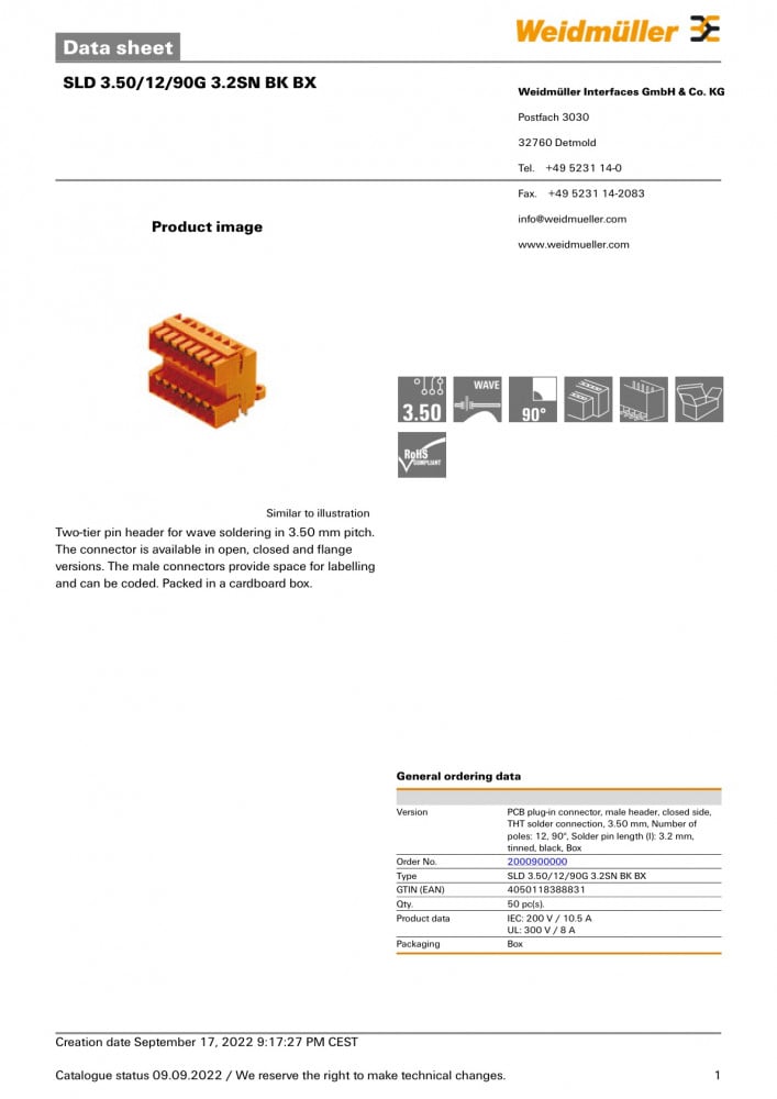 WEIDMULLER 2000900000 documentation page 1