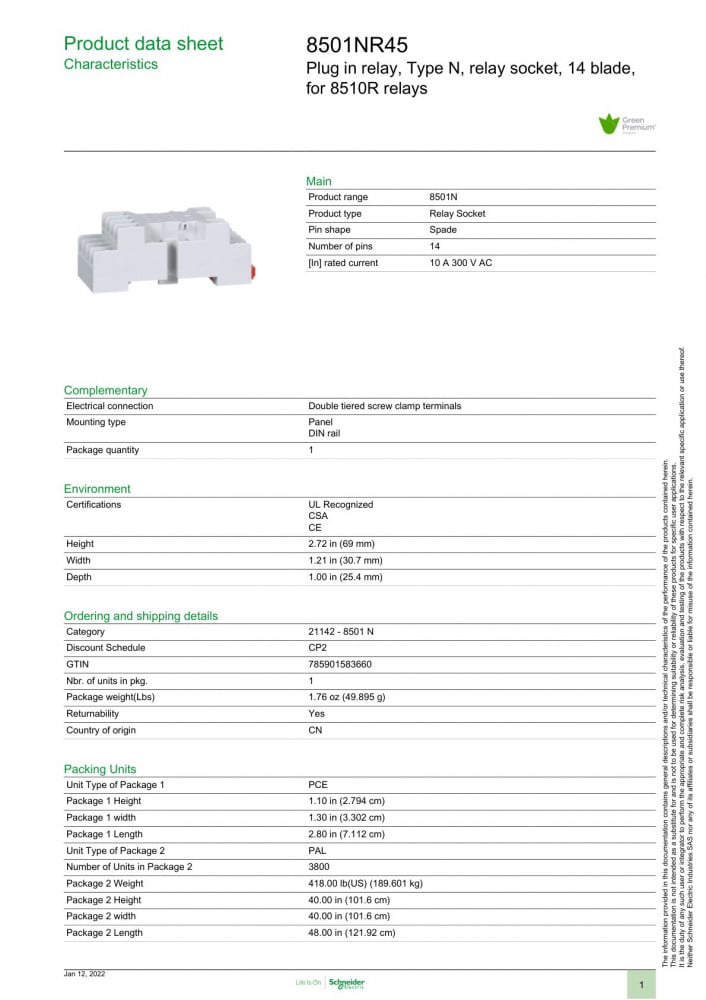 8501NR45 technical document page 1