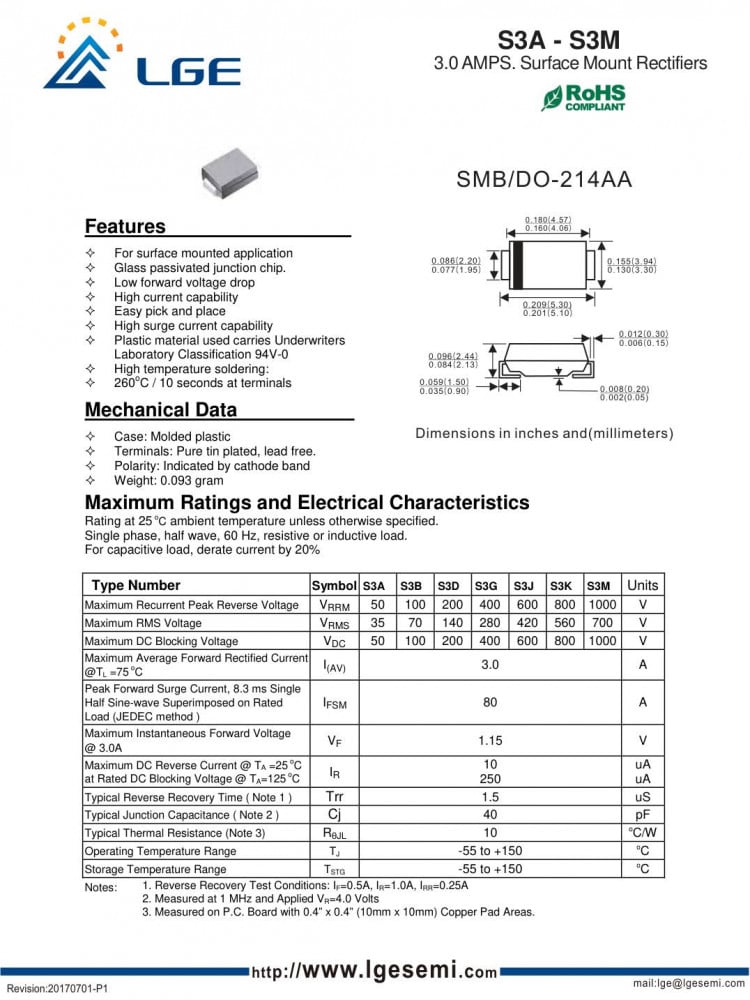 LGE S3B datasheet page 1