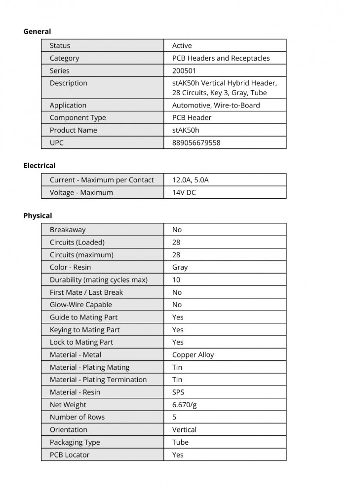 Technical document page 2 for MOLEX 2005010283