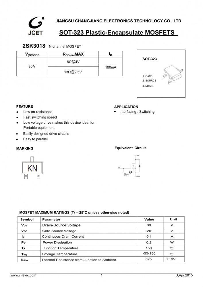 2SK3018 datasheet page 1