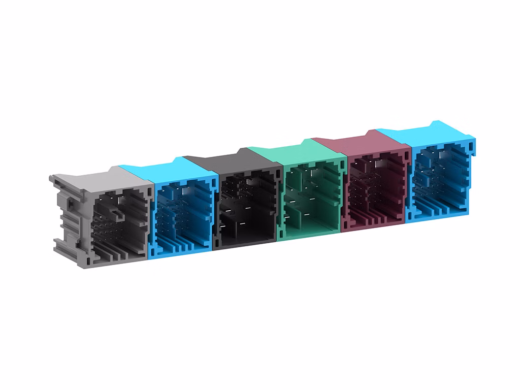stAK50h 6 Bay Vertical Hybrid Header, 156 Circuits, Bay 1: 28 Circuits/Key 1/Dark Gray; Bay 2: 32 Circuits/Key 2/Blue; Bay 3: 25 Circuits/Key 3/Black; Bay 4: 12 Circuits/Key 2/Green; Bay 5: 32 Circuits/Key 4/Purple; Bay 6: 27 Circuits/Key 3/Blue; Tube for sale