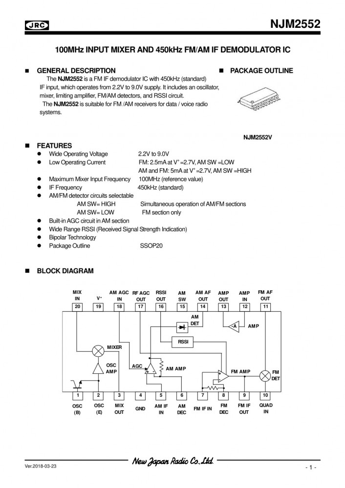 NJM2552 datasheet page 1