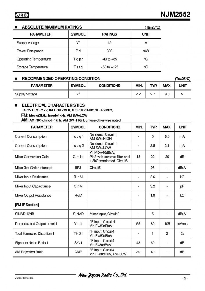 NJM2552 datasheet page 2