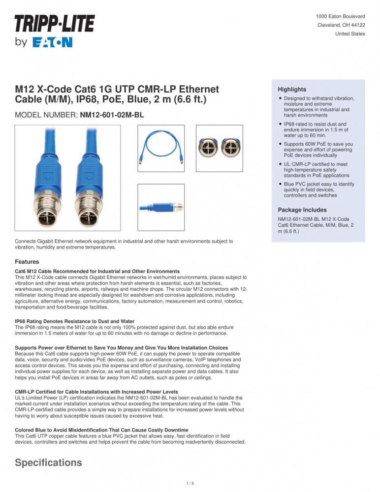 NM12-601-02M-BL technical document page 1