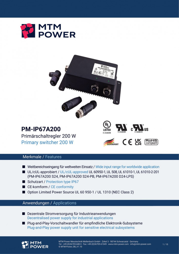 PM-IP67A200 datasheet page 1