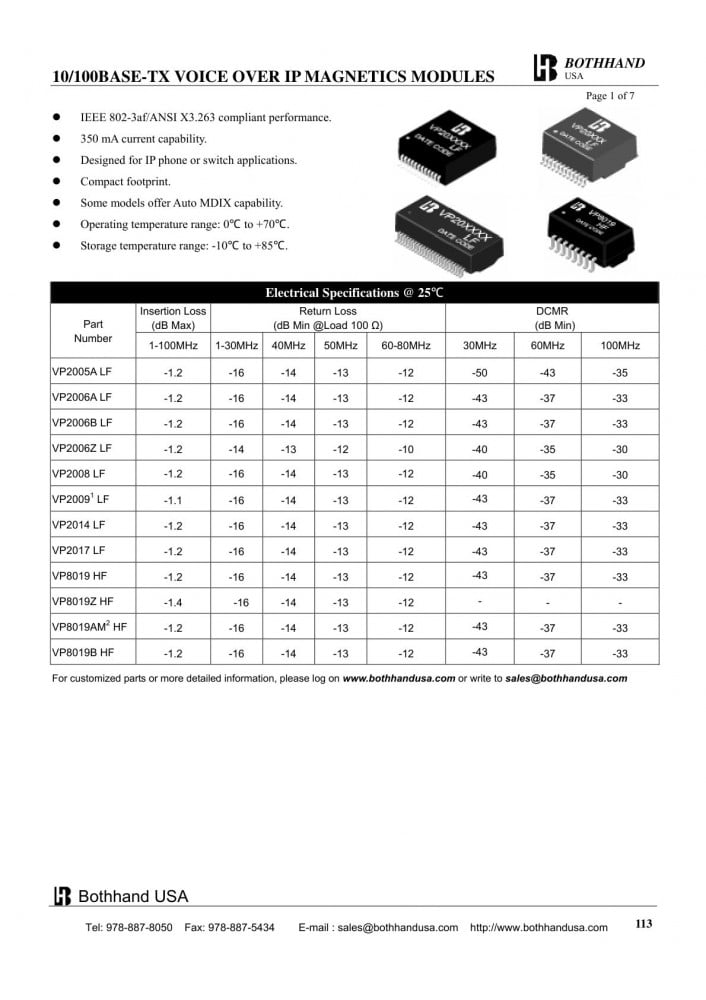 VP8019HF technical document page 1