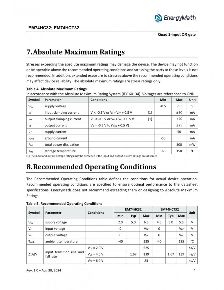 EM74HC32D datasheet page 4