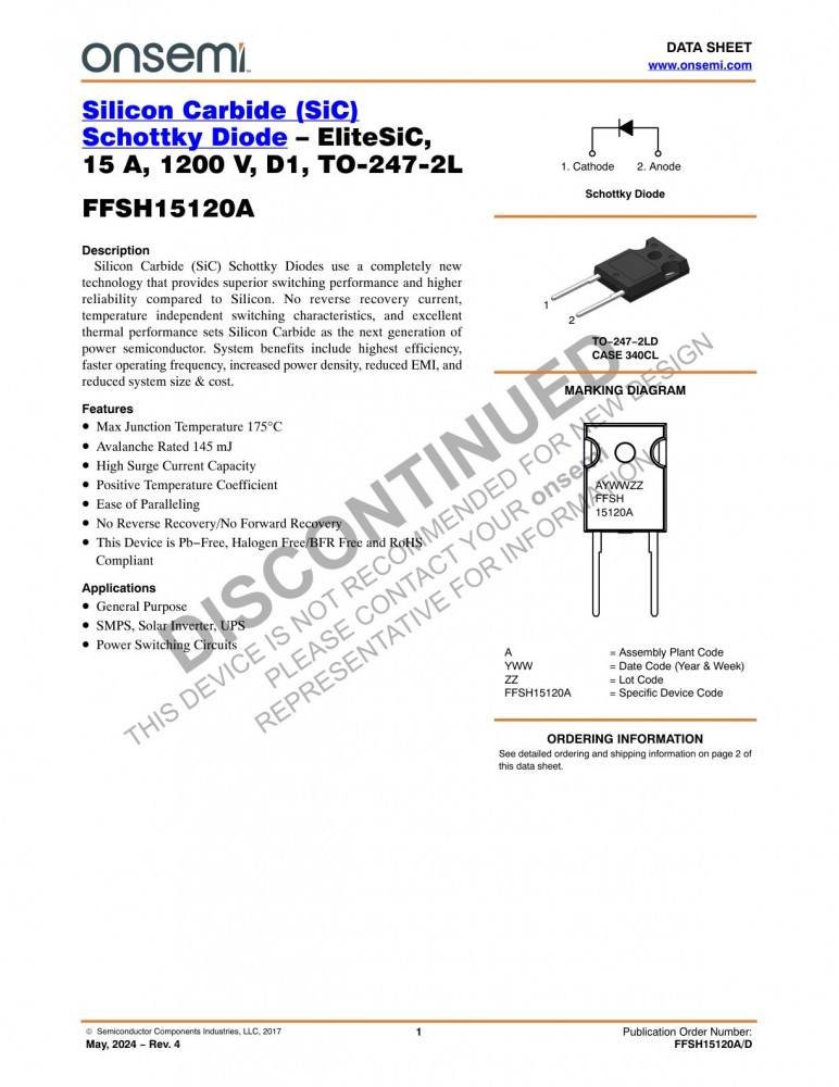 FFSH15120A technical document page 1