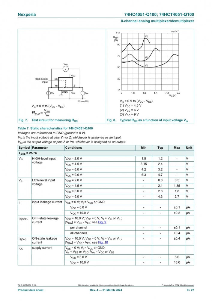 74HC4051 datasheet page 9