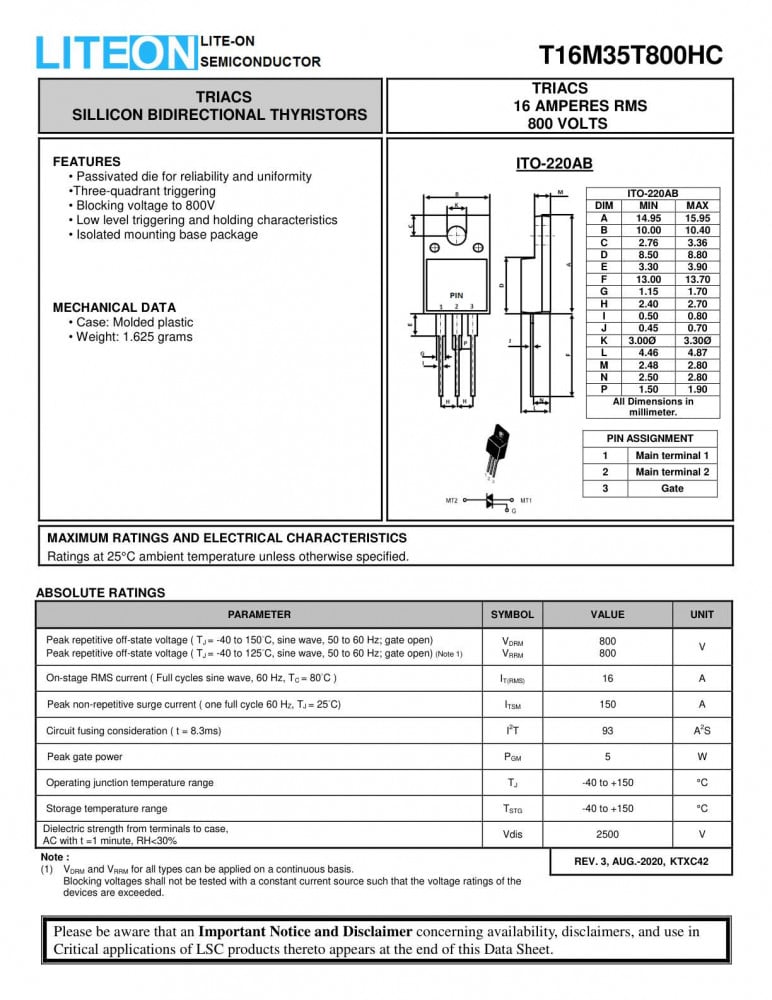 T16M35T800HC datasheet page 1