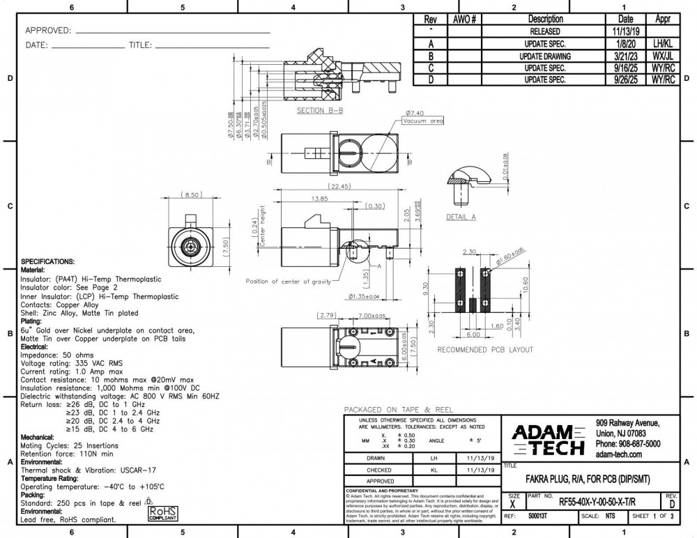 ADAM TECH RF55-40X-Y-00-50-X-T/R drawing sheet 1