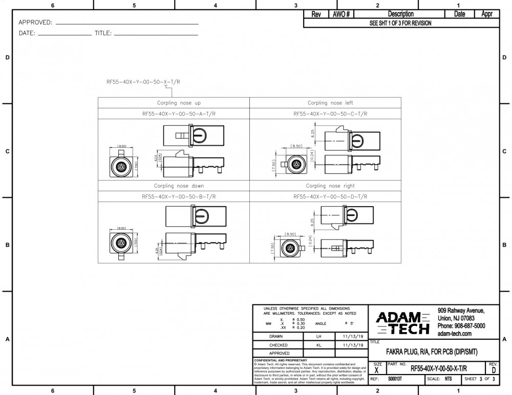 ADAM TECH RF55-40X-Y-00-50-X-T/R drawing sheet 3