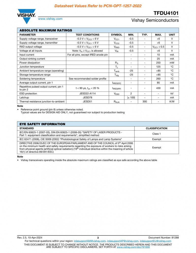 TFDU4101 technical document, page 3