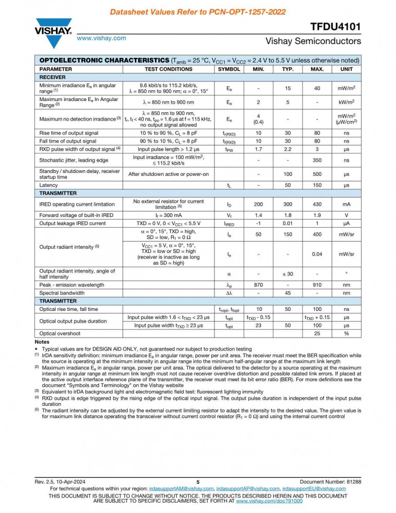 TFDU4101 technical document, page 5