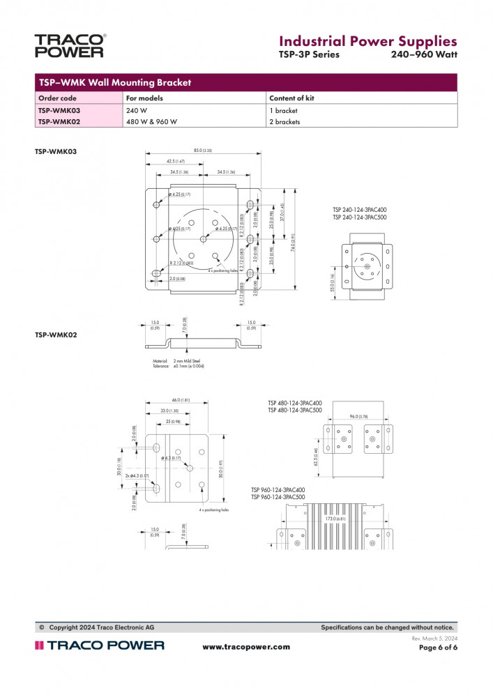 TSP 240-124-3PAC400 technical document page 6