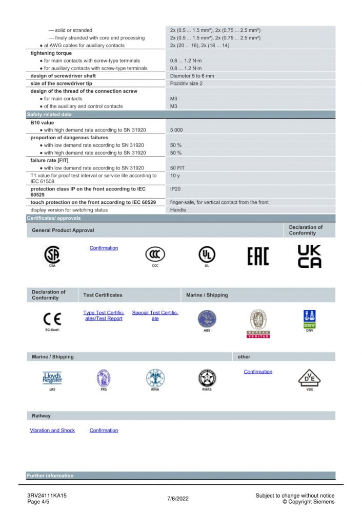 3RV24111KA15 datasheet page 4