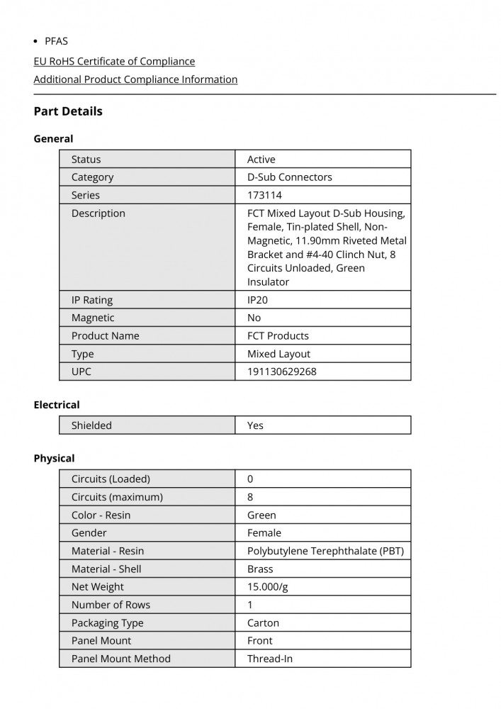 MOLEX 1731140495 product drawing, page 2
