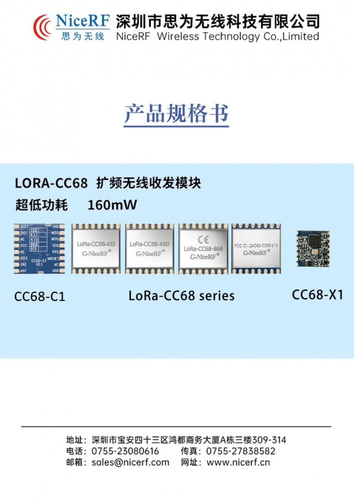 G-NiceRF LORA-CC68 datasheet page 1