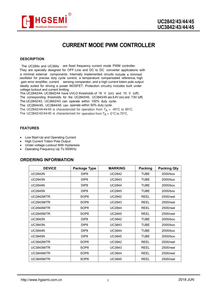 UC2845M/TR datasheet page 1