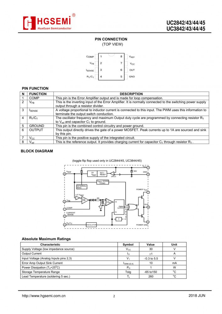 UC2845M/TR datasheet page 2