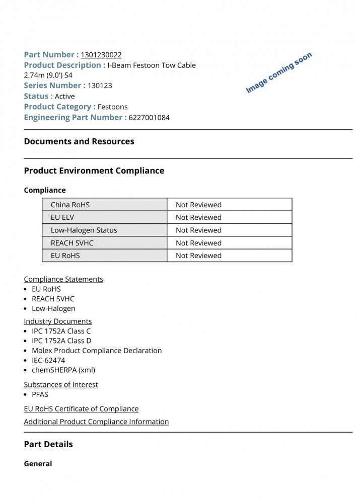 Technical document image 1 for Molex 1301230022