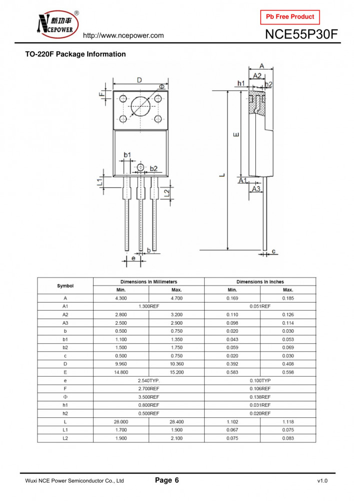 NCE55P30F datasheet page 6