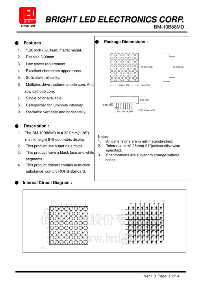 BM-10B88MD technical document page 1