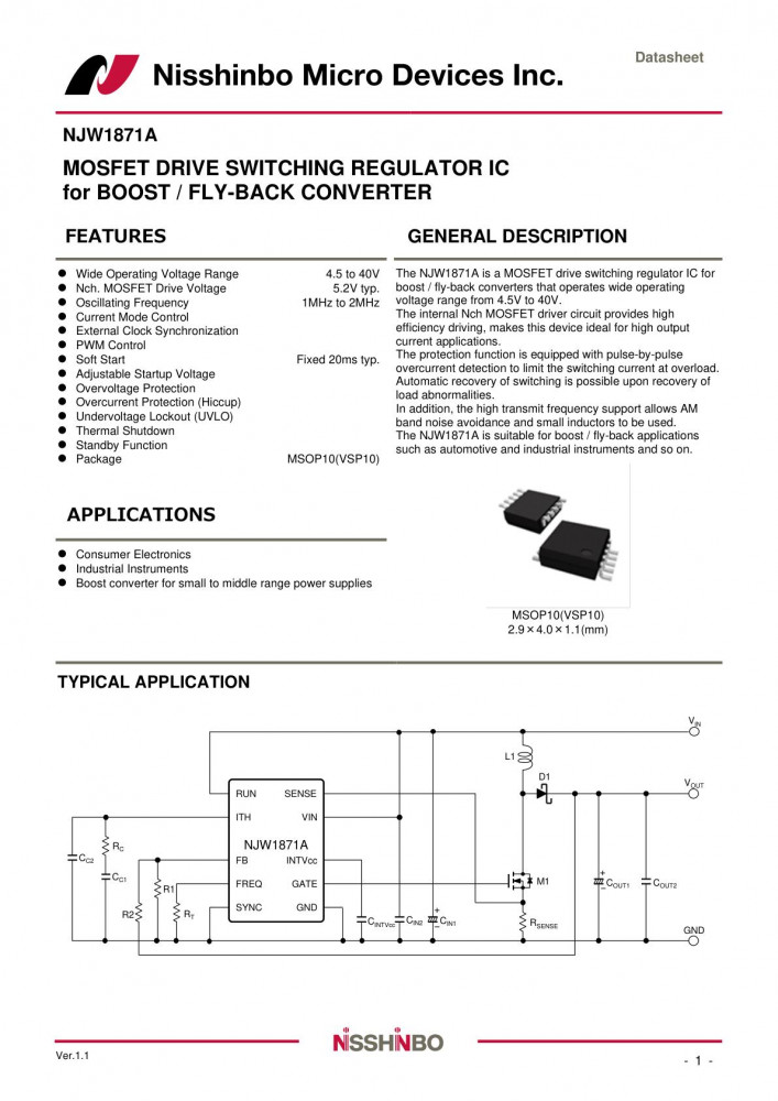 NJW1871A datasheet page 1