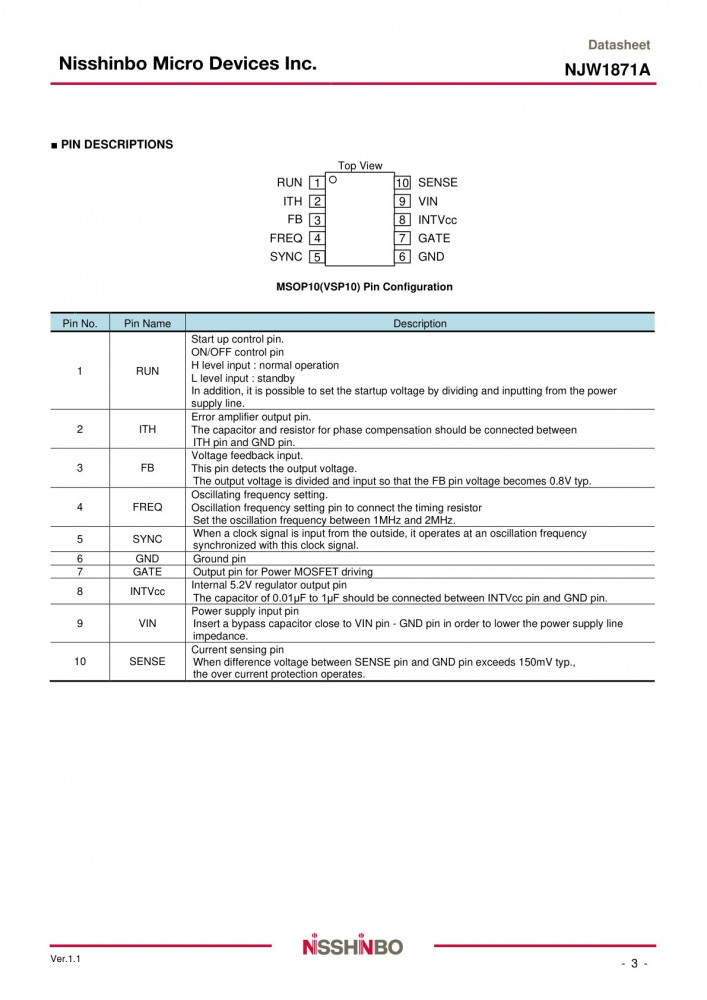NJW1871A datasheet page 3