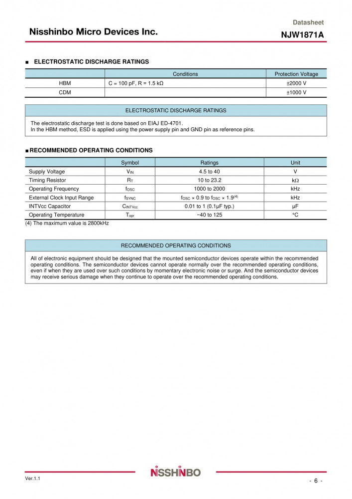 NJW1871A datasheet page 6