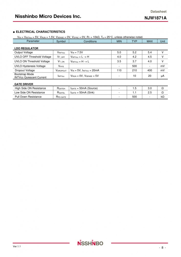 NJW1871A datasheet page 8
