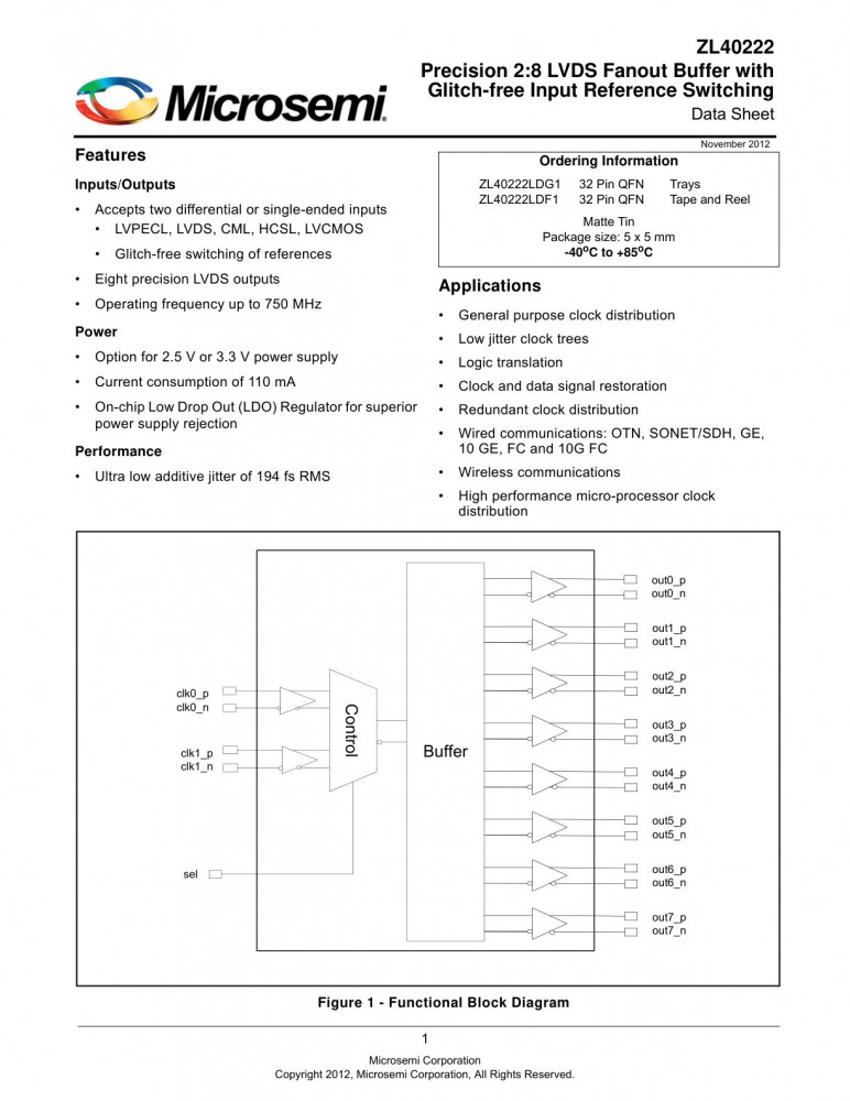 ZL40222 datasheet page 1