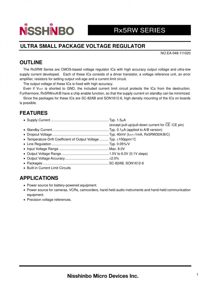 RD5RW datasheet page 1