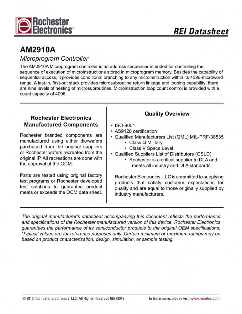 AM2910A datasheet page 1