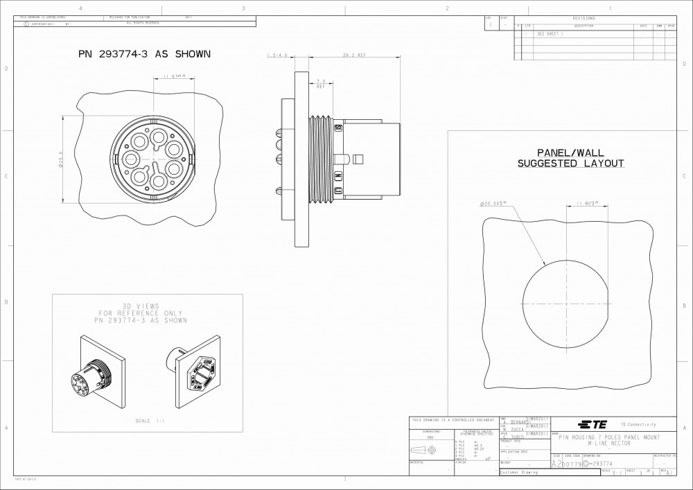 TE Connectivity 1-293774-1 controlled drawing page 3