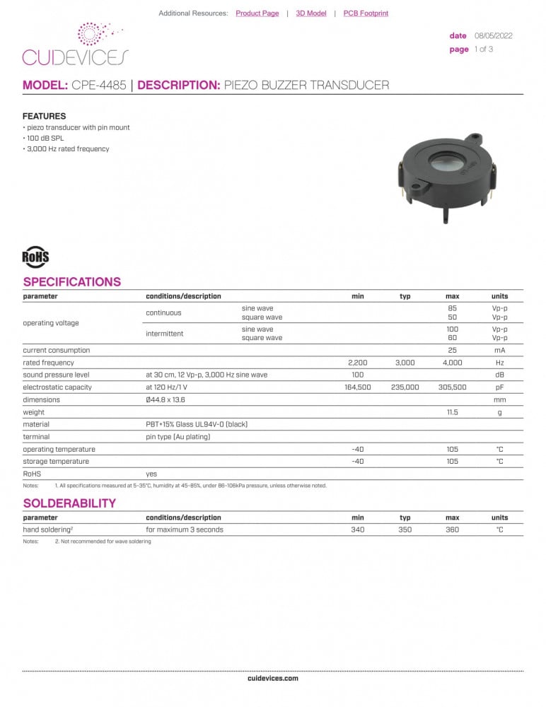 CPE-4485 technical document page 1