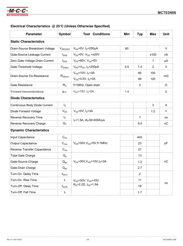 MCT03N06-TP datasheet page 2