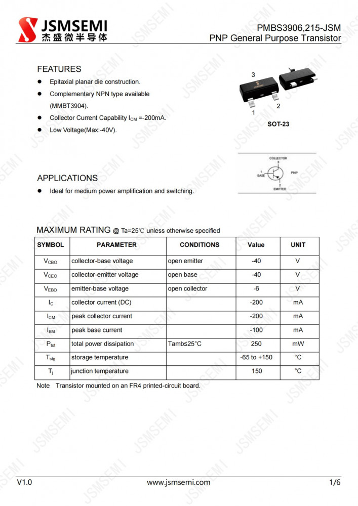 PMBS3906,215-JSM datasheet page 1