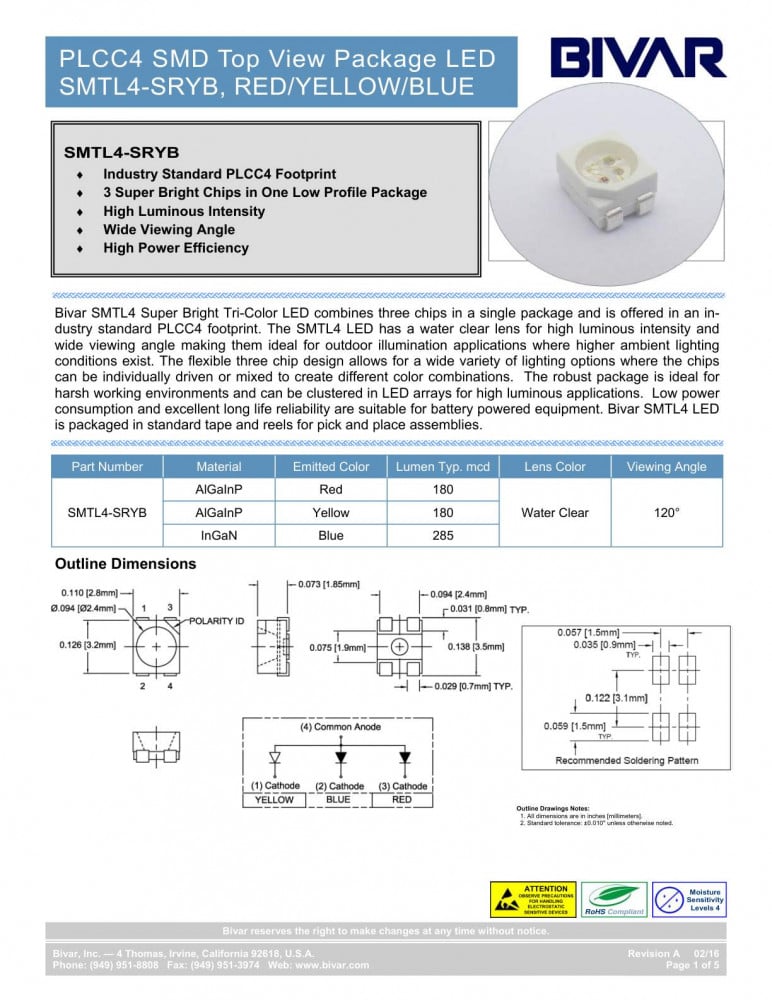 SMTL4-SRYB datasheet page 1