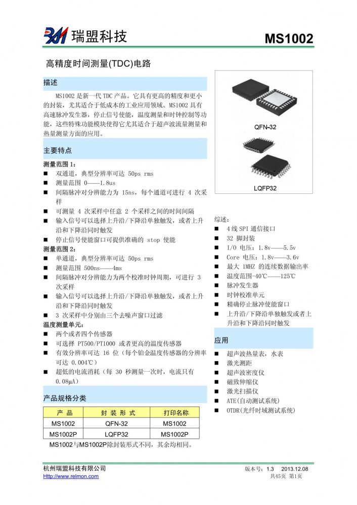 MS1002 datasheet page 1