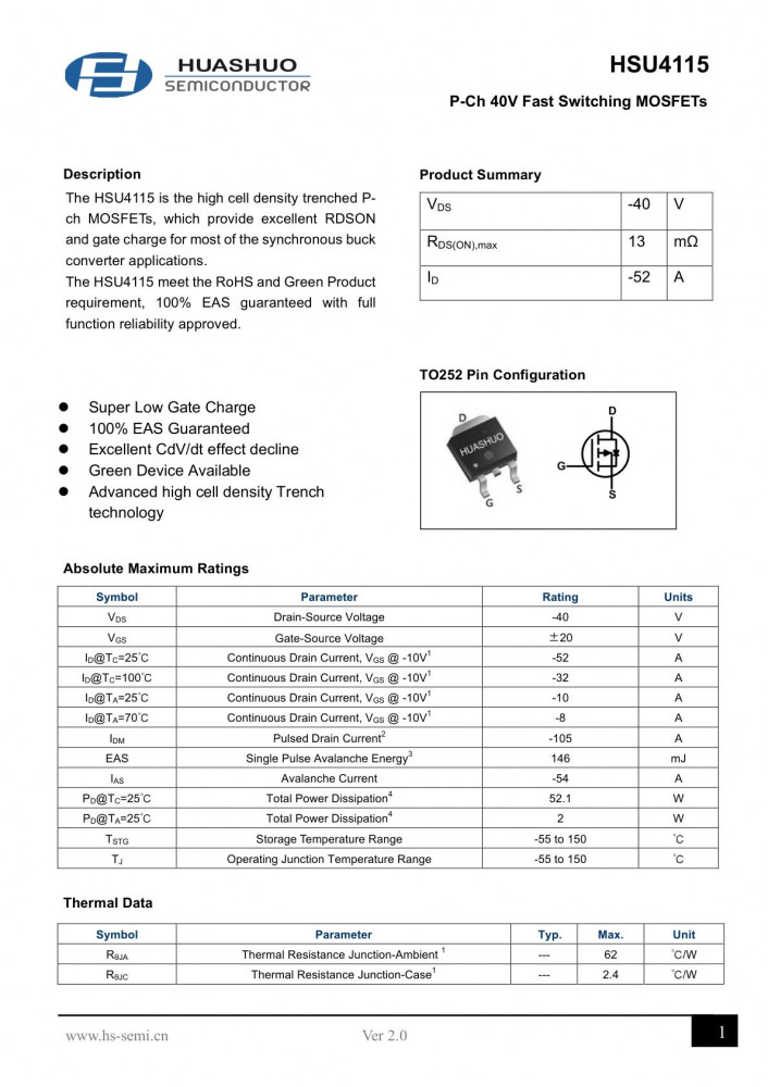 HSU4115 technical document page 1