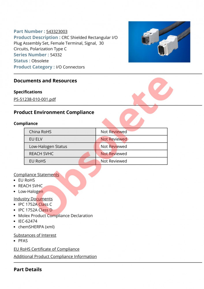 MOLEX product document preview, page 1