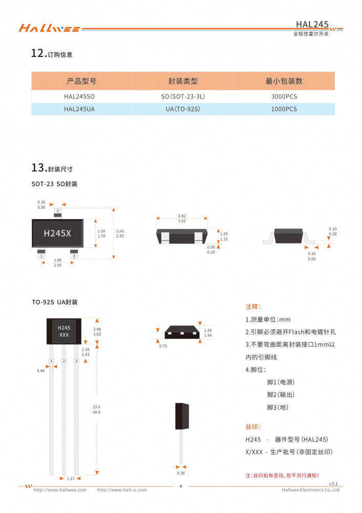 HAL245UA datasheet page 4