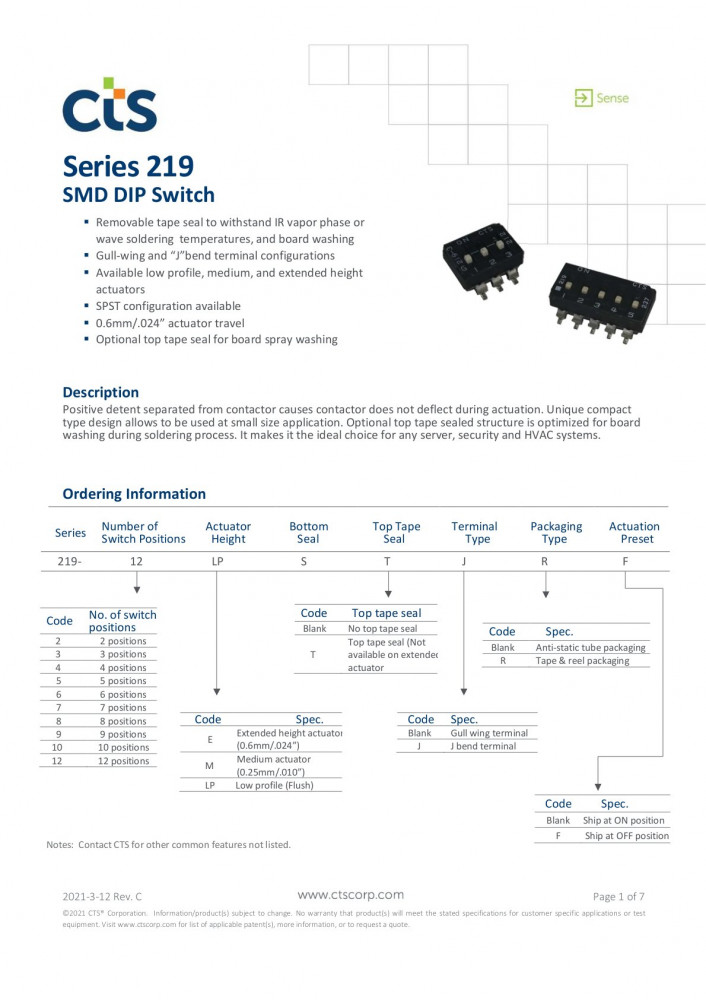 CTS Series 219 document page 1