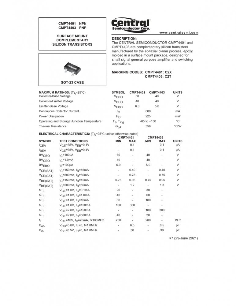 CMPT4403 datasheet page 1