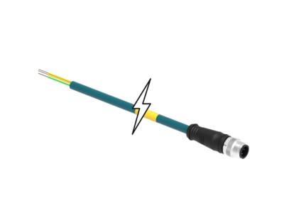 Micro-Change (M12) Double-Ended Cordset, 4 Poles, D-Coded, Male (Straight) to Male (Straight), 24 AWG, Teal TPU Cable, 15.0m (49.21') Length