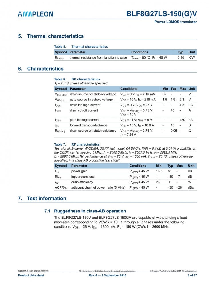 BLF8G27LS-150VJ datasheet page 3