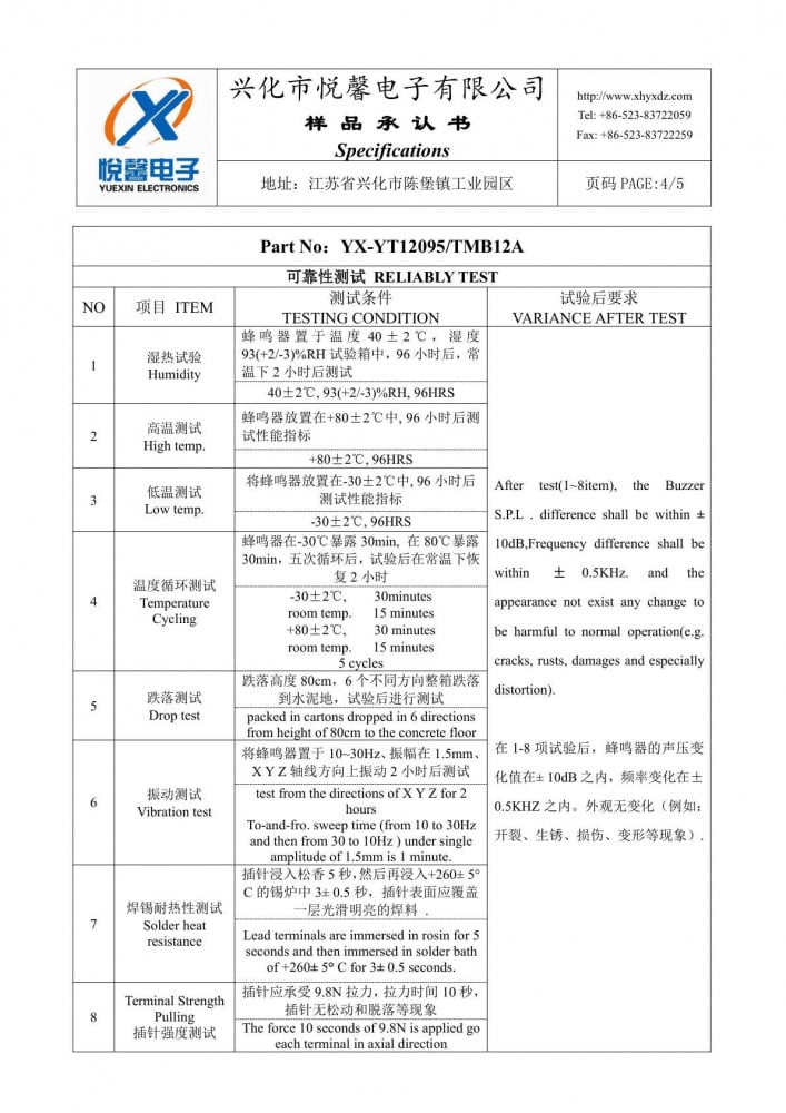 TMB12A03 specification document page 4