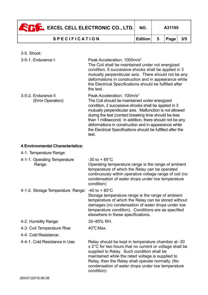ECE ETR ST relay specification page 3